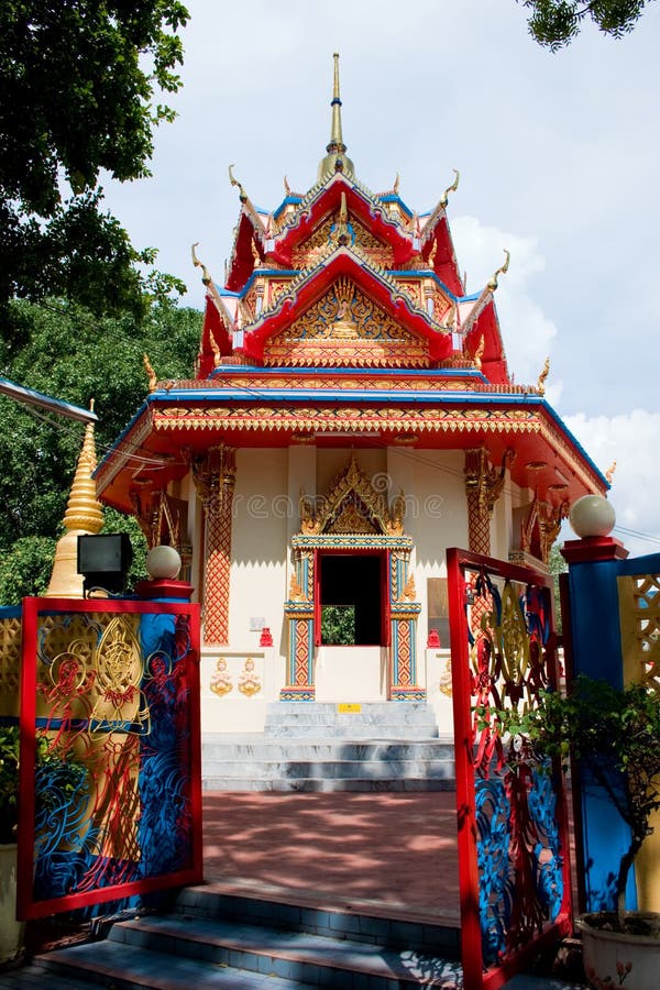 Colorful Buddhist Temple With Gate In Front Stock Photo - Image of gold ...