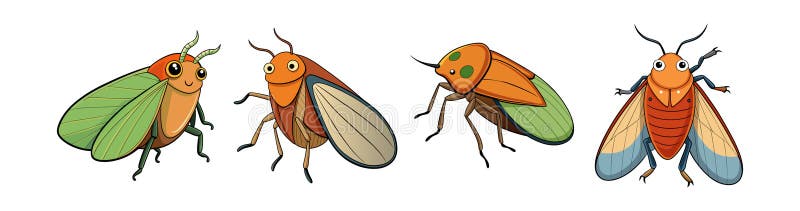 Colorful Buffalo Treehopper Realistic Illustration Stock Vector ...