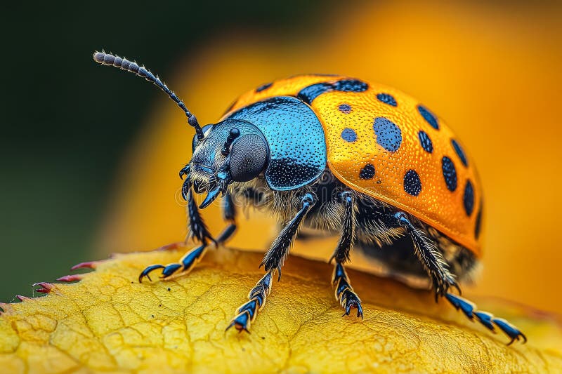 Colorful Bug with Black Spots on Its Back is Standing on a Leaf Stock ...