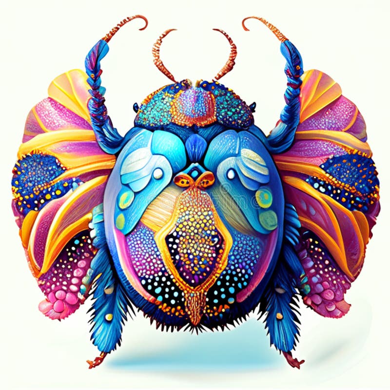 Colorful Bug Isolated on White Background. 3d Rendering. Computer ...