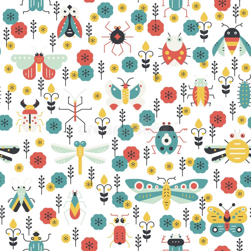 Colorful Bug Pattern stock vector. Illustration of ladybug - 57395727