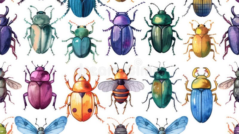Colorful Bugs on White Background Stock Photo - Image of tiny, group ...