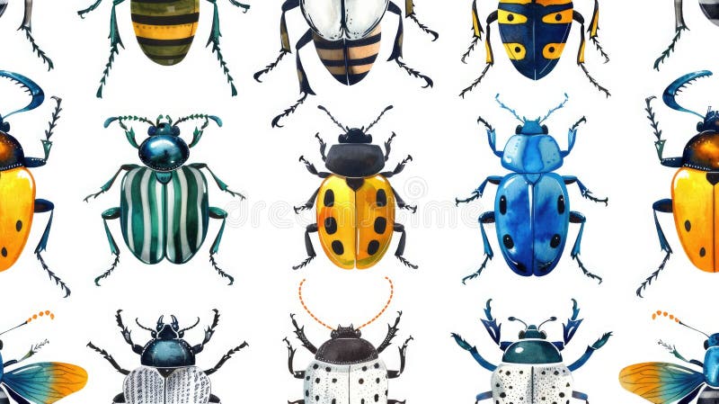 Colorful Bugs on White Background Stock Image - Image of variety ...