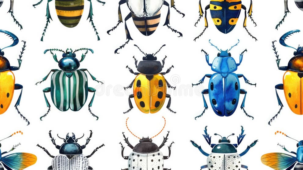 Colorful Bugs on White Background Stock Image - Image of variety ...
