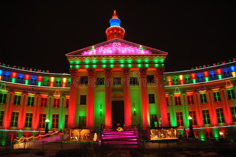 Colorful Illuminated Building Stock Image - Image of decoration ...