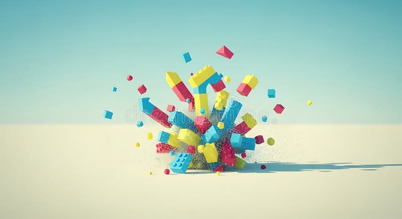 Colorful Building Blocks Explosion on Light Background Stock ...