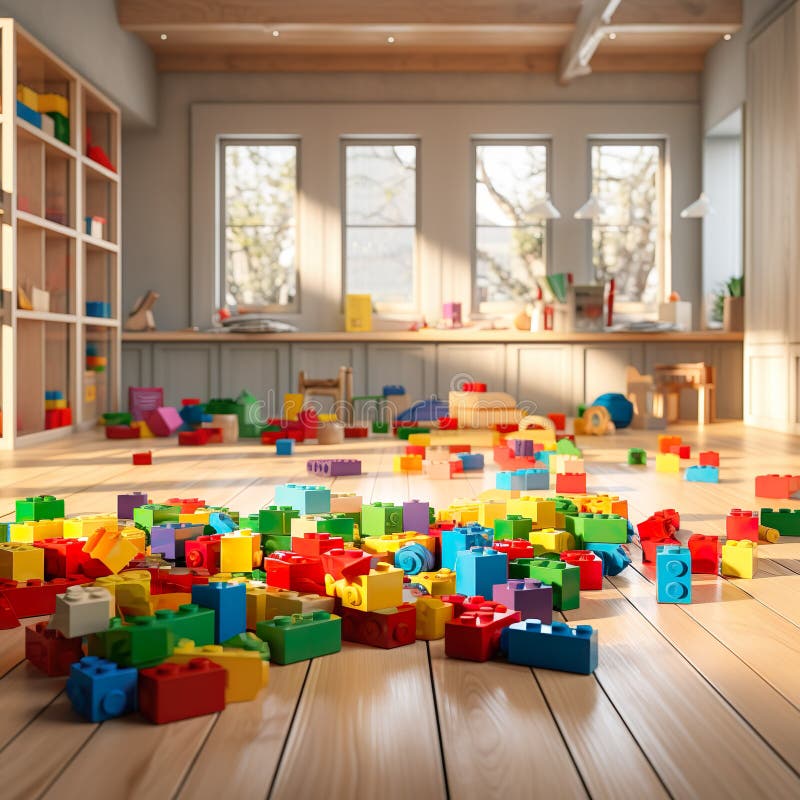 Colorful Building Blocks on the Floor of a Child S Room Generated by ...