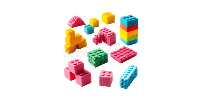 Colorful Building Blocks Set Isolated Transparent Background Stock ...