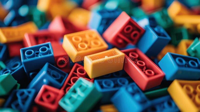 Colorful Building Blocks Spread Across a Tabletop Ready for Creative ...
