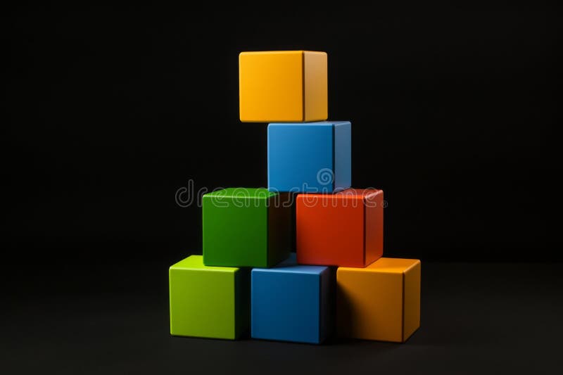 Colorful Building Blocks Stacked Creatively on a Dark Background for ...