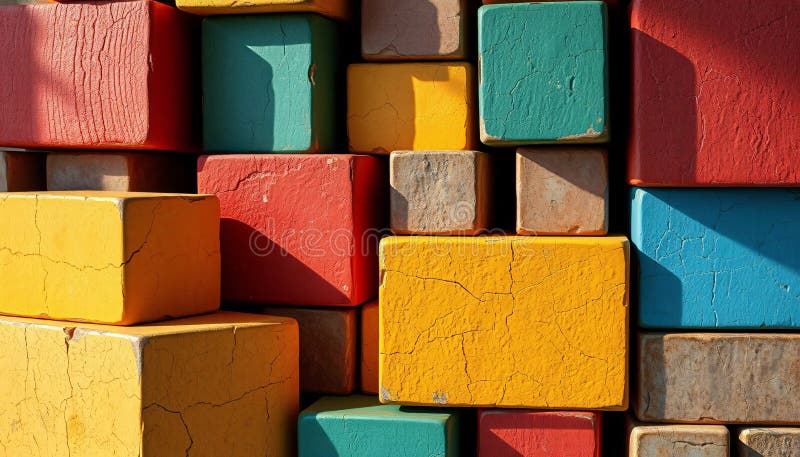Colorful Building Blocks Stacked Together Abstract Pattern Stock Photos ...