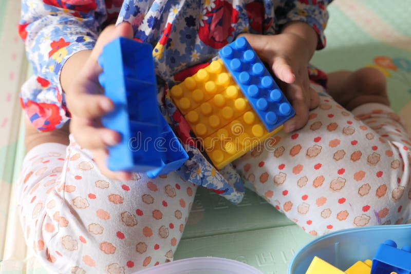 Colorful Building Blocks on Wooden Table, Close Up Stock Photo - Image ...