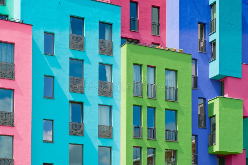 Colorful Building Facade - Multi Colored House Exterior Stock Image ...