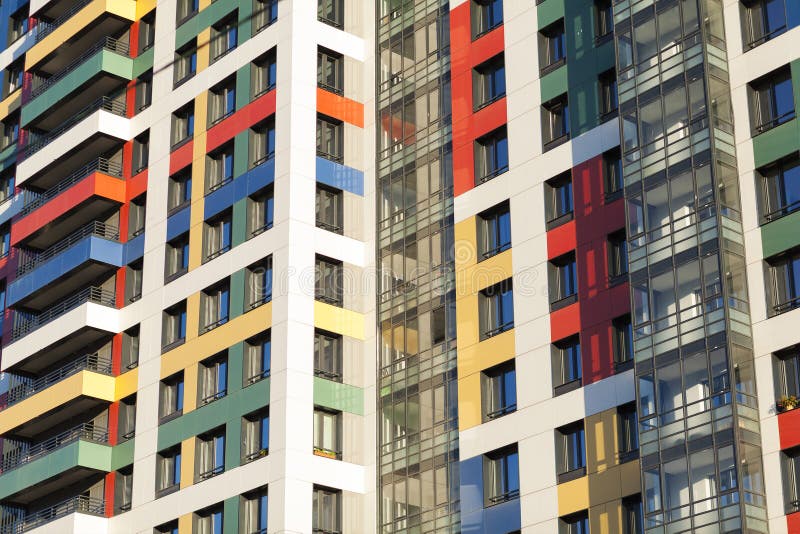 Colorful building stock photo. Image of multistory, glass - 72693506