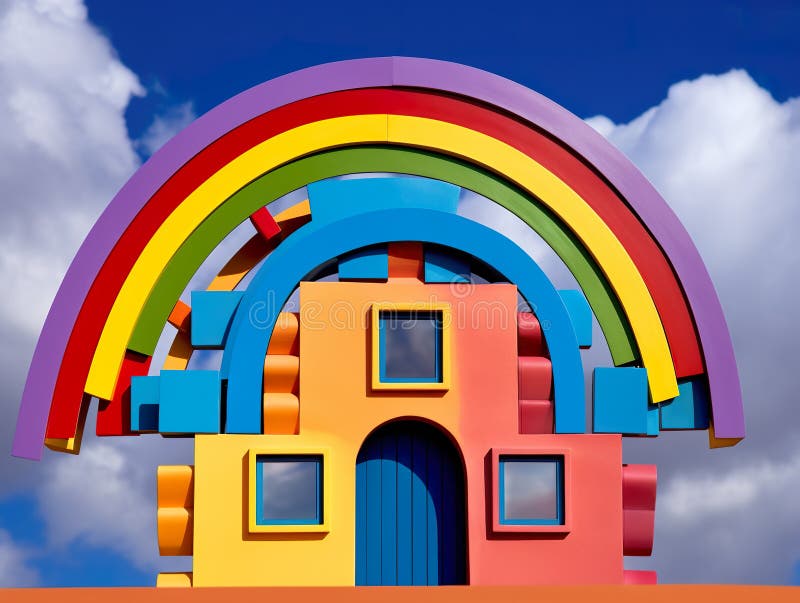 A Colorful Building with a Rainbow Painted on it. Generative AI Image ...
