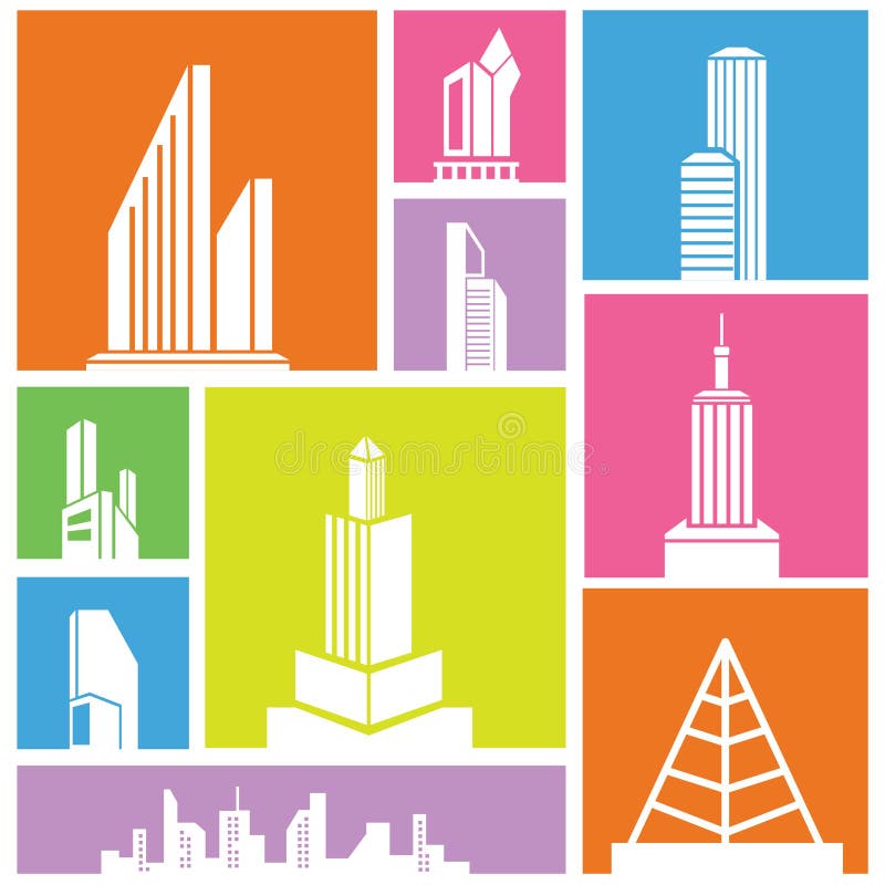 Colorful building set stock illustration. Illustration of graphic ...