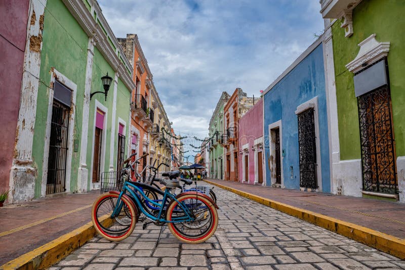 Colorful Buildings in Campeche, Mexico Stock Photo - Image of colonial ...