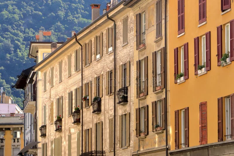 Colorful Buildings in Como Italy Stock Image - Image of palaces ...