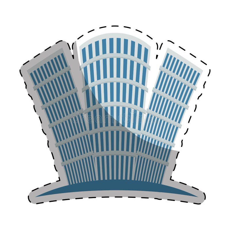 Colorful Buildings Line Sticker Design Stock Illustration ...