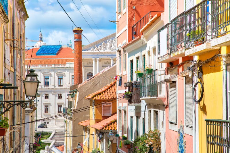 Colorful Buildings of Lisbon Historic Center Stock Image - Image of ...