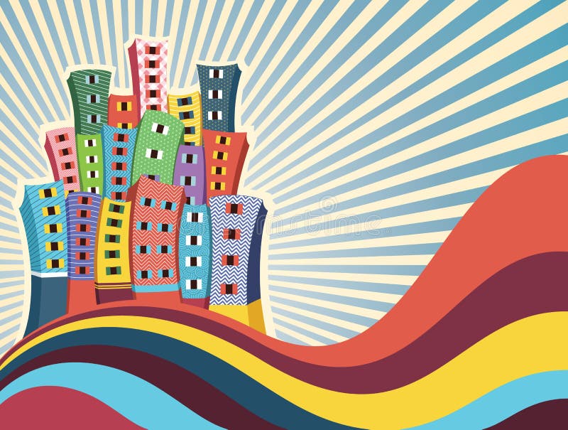 Colorful Buildings Vector Illustration Stock Vector - Illustration of ...