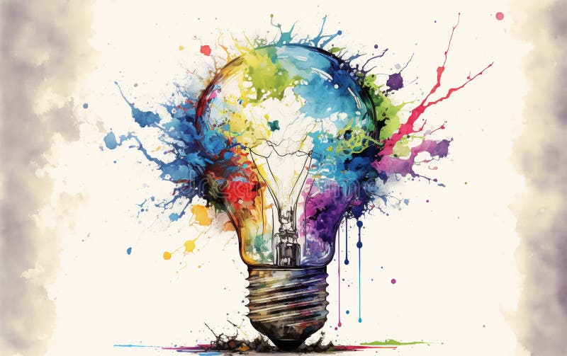 Colorful Bulb with Color Splash on White Background Stock Illustration ...
