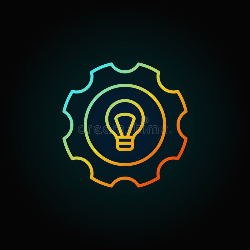Colorful bulb in gear icon stock vector. Illustration of modern - 91377782