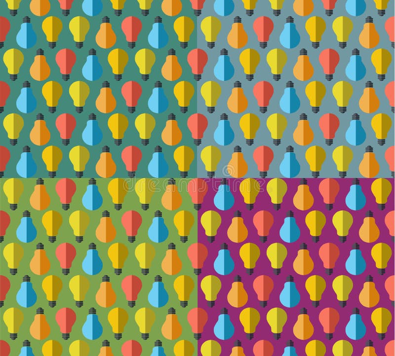 Colorful Bulb Seamless Pattern Stock Illustration - Illustration of ...
