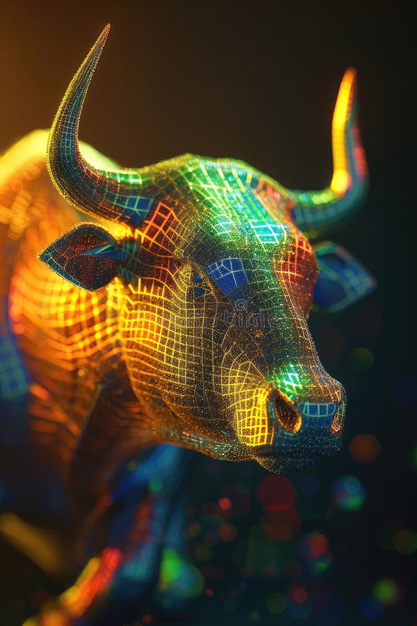A Colorful Bull with a Rainbow Pattern on Its Face Stock Photo - Image ...