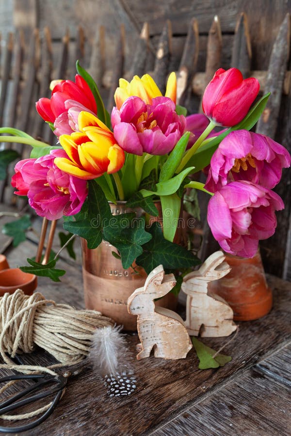 Colorful bunch of flowers stock image. Image of tulip - 174649699