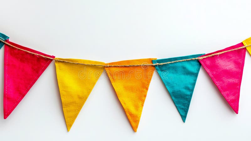 A Colorful Bunting Banner Hanging on a String on a White Wall Stock ...