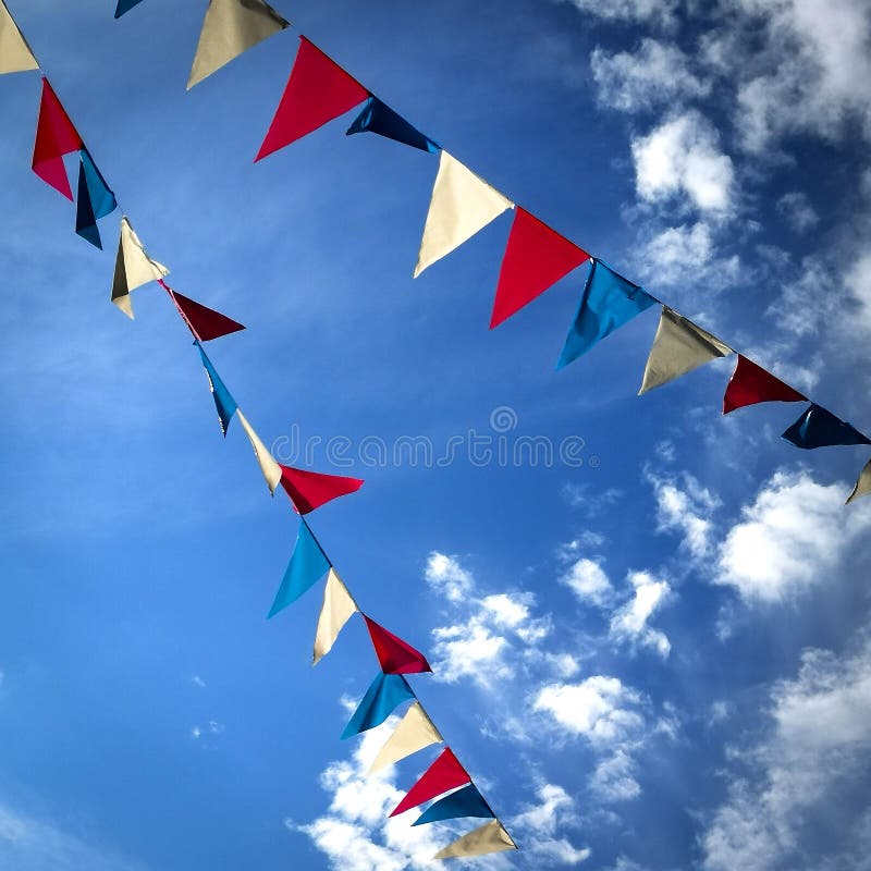 Colorful Bunting Flags in the Blue Sky Stock Image - Image of colors ...