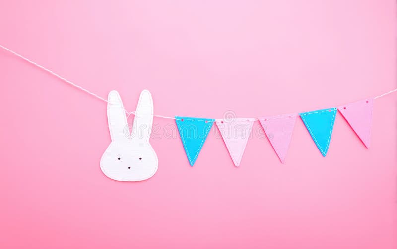 Colorful Bunting Flags Featuring Cute Bunny Faces for Easter ...