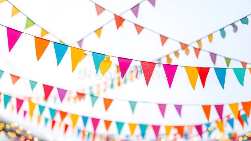 Colorful Bunting Flags Flutter Cheerfully in the Wind, Perfect for a ...