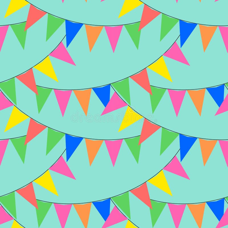 Colorful Bunting Party Flags Seamless Pattern Vector. Stock Vector ...