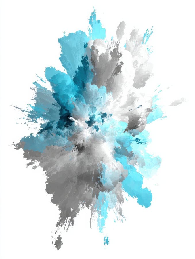 Colorful Burst of Blue and Gray Paint Swirling Together in a Dynamic ...