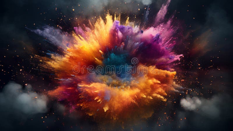 A Colorful Explosion of Colored Powder in the Air Stock Photo - Image ...