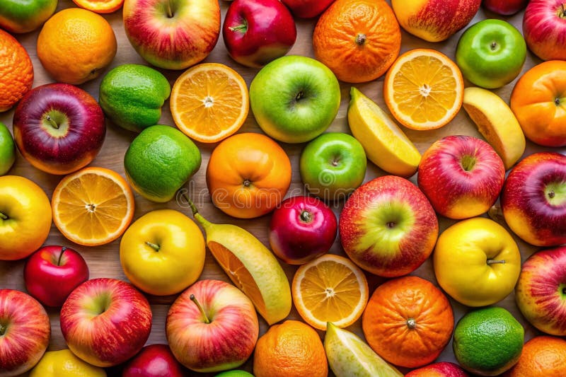 A Colorful Burst of Freshness Dynamic Fruit Pattern Featuring Apples ...
