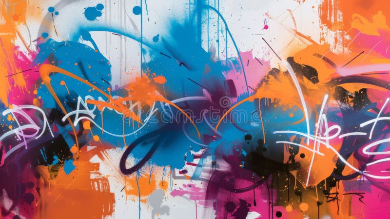 A Colorful Burst of Graffiti Art Splatters Across a White Wall Stock ...