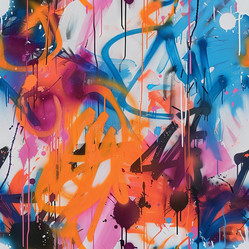A Colorful Burst of Graffiti Art Splatters Across a White Wall Stock ...