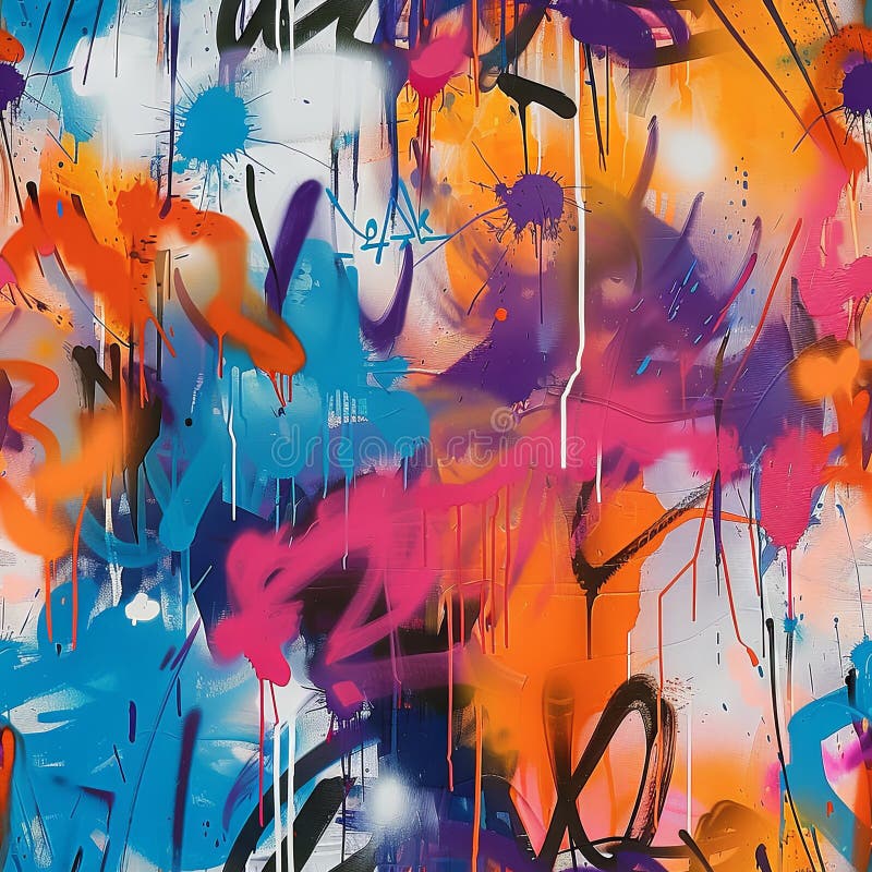 A Colorful Burst of Graffiti Art Splatters Across a White Wall Stock ...
