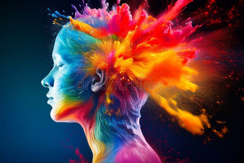 Colorful Burst from Human Head Symbolizing Creativity Stock ...