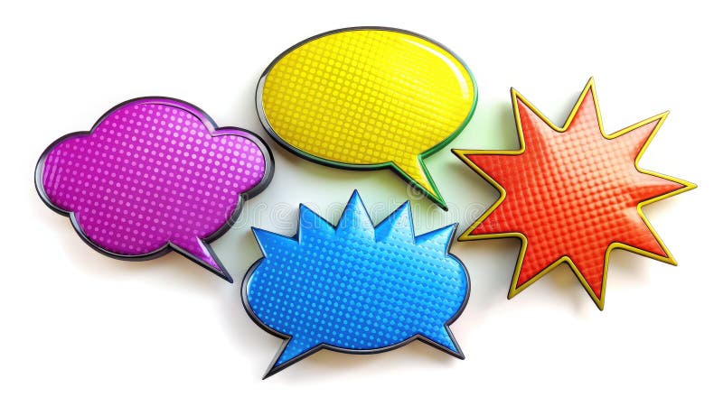 Colorful Burst Speech Bubbles Isolated Pop Art Design Elements for ...