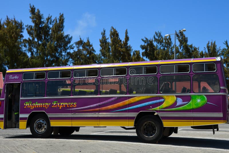 Colorful Bus in Rodrigues, Mauritius Editorial Image - Image of commute ...