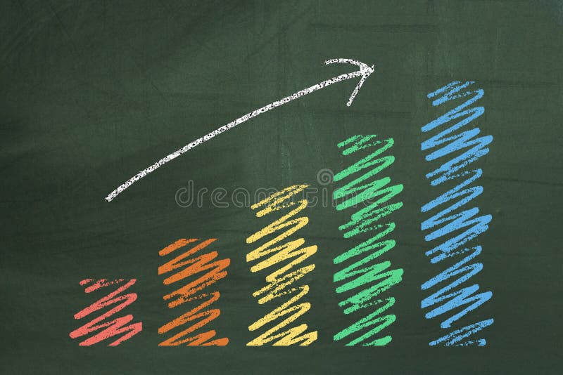 Colorful Business Chart on Chalkboard Stock Image - Image of concept ...