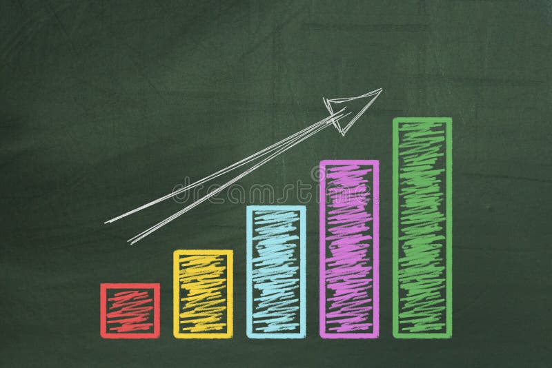 Colorful Business Chart on Chalkboard Stock Illustration - Illustration ...