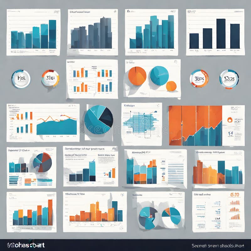 Colorful Business Graphics, Ai-generatet Stock Illustration ...