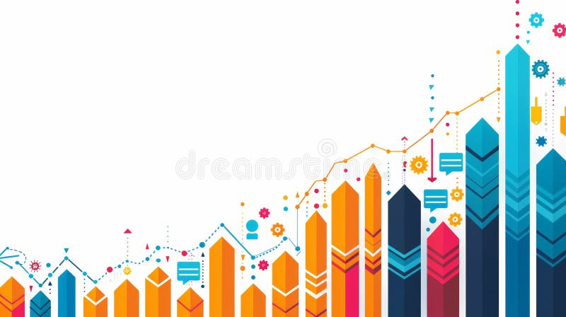 Colorful Business Growth Chart with Abstract Geometric Shapes on White ...