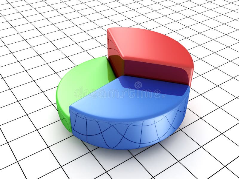 Three Parts Business Pie Graph on White Background Stock Illustration ...