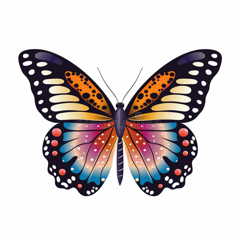 Colorful Butterflies Artful Flutter Stock Illustration - Illustration ...